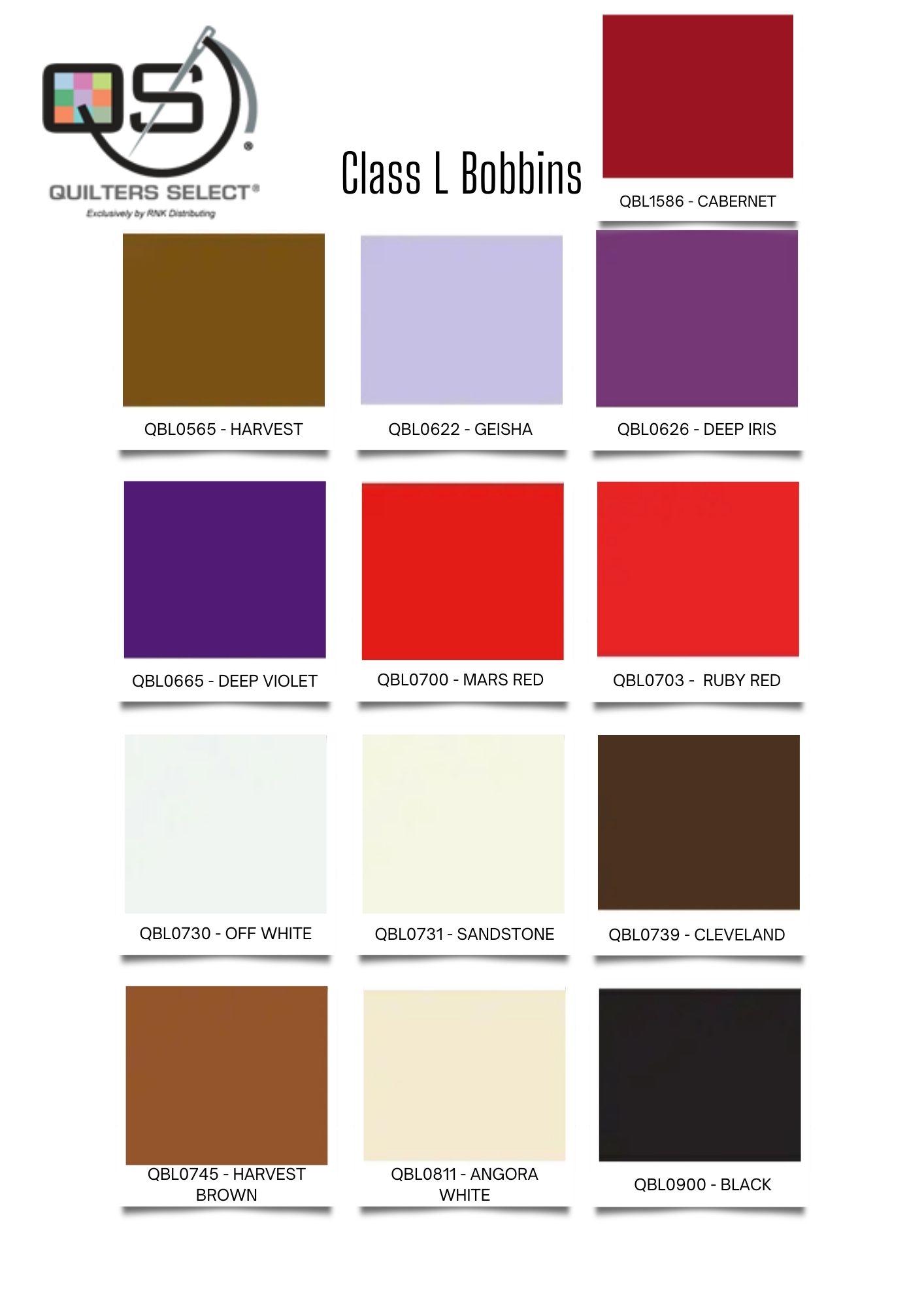 Quilters Select Bobbins - Class L - multiple colors available ...
